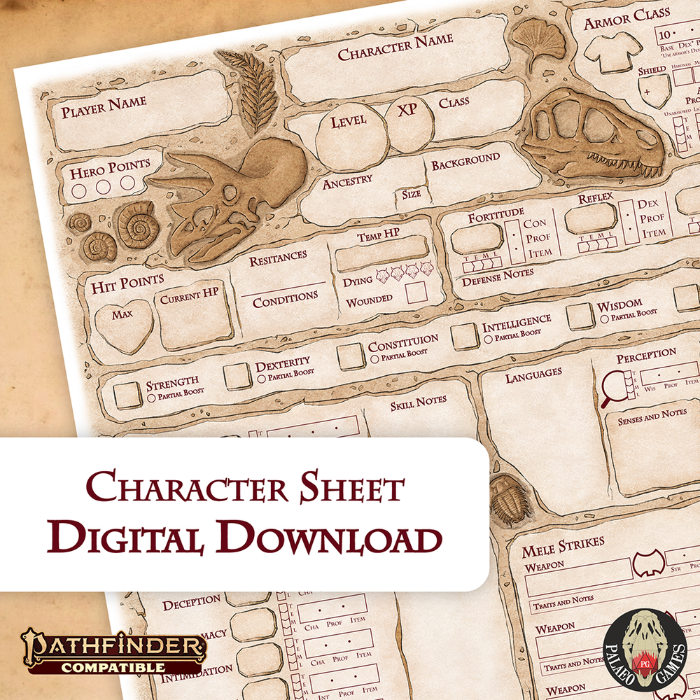 Pathfinder Character Sheet (Fillable PDF) – PalaeoGames