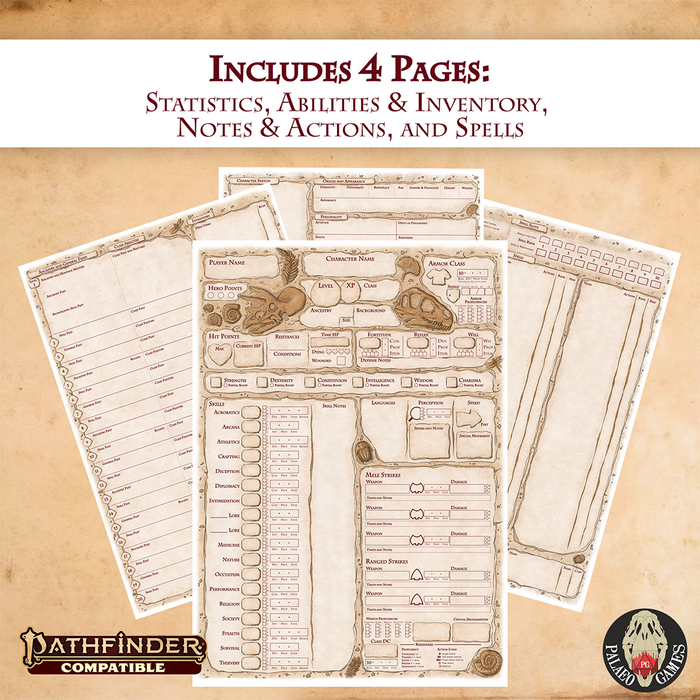 Pathfinder Character Sheet (Fillable PDF) – PalaeoGames